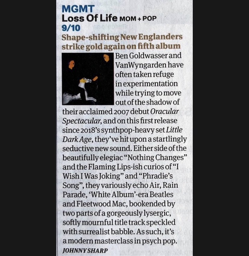 MGMT Loss of Life review by Johnny Sharp – andrewthepancake